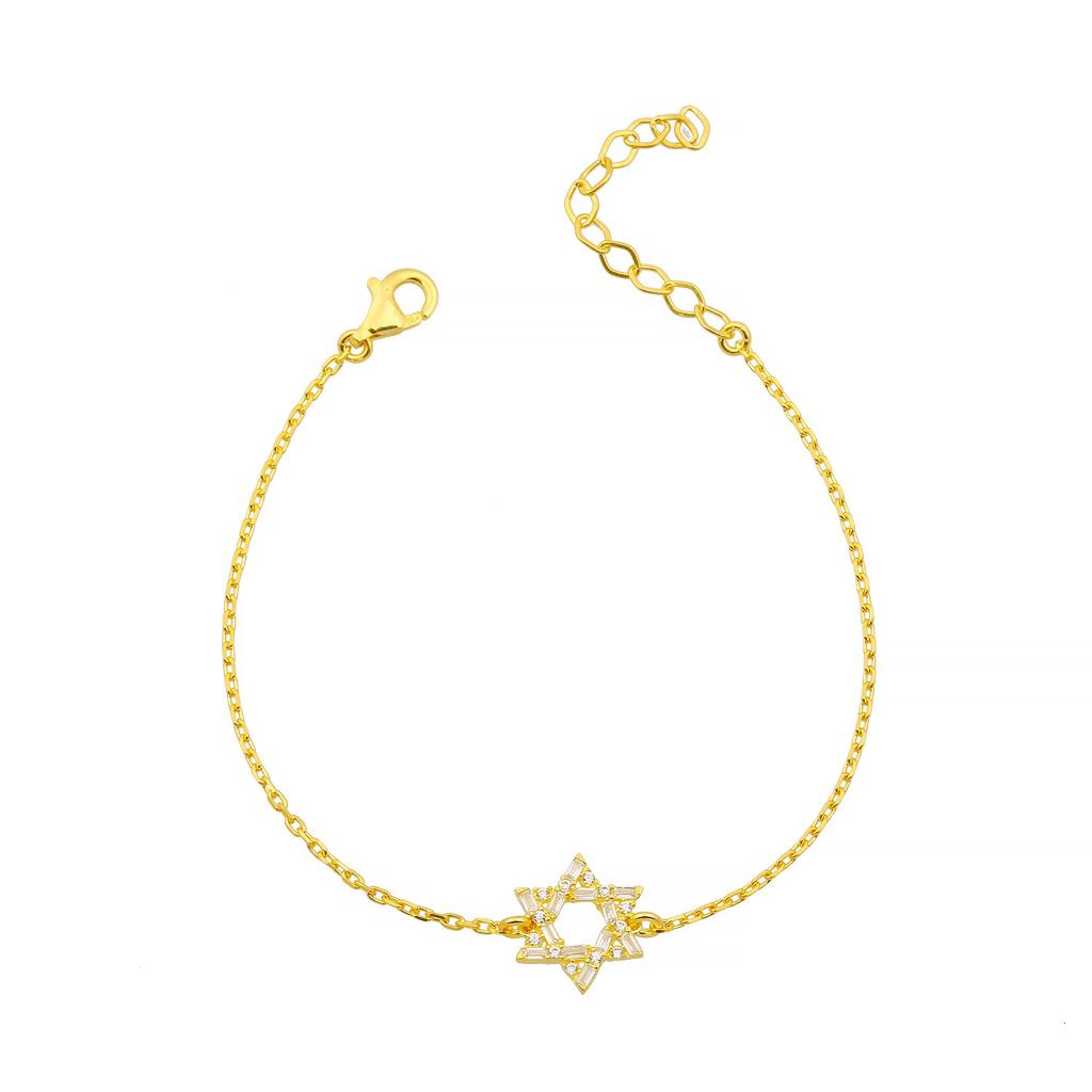 Dainty Gold Plated CZ Crystal Jewish Star of David Bracelet – Georgia ...